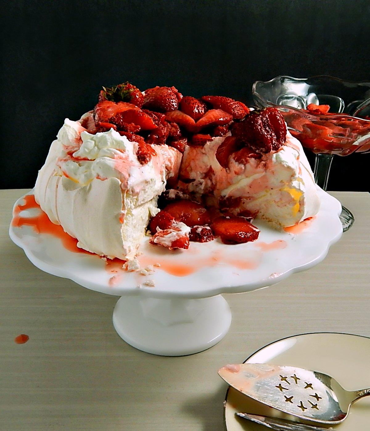 White Balsamic Strawberry Pavlova - Frugal Hausfrau