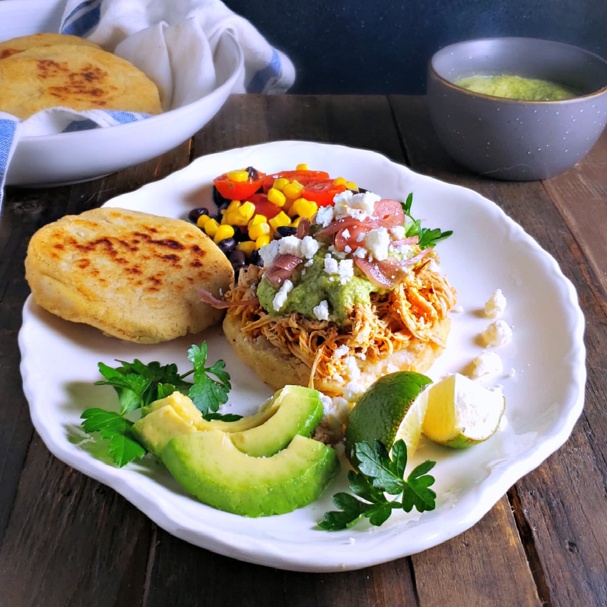 Shredded Chicken (Pollo Mechado) Arepas - Frugal Hausfrau