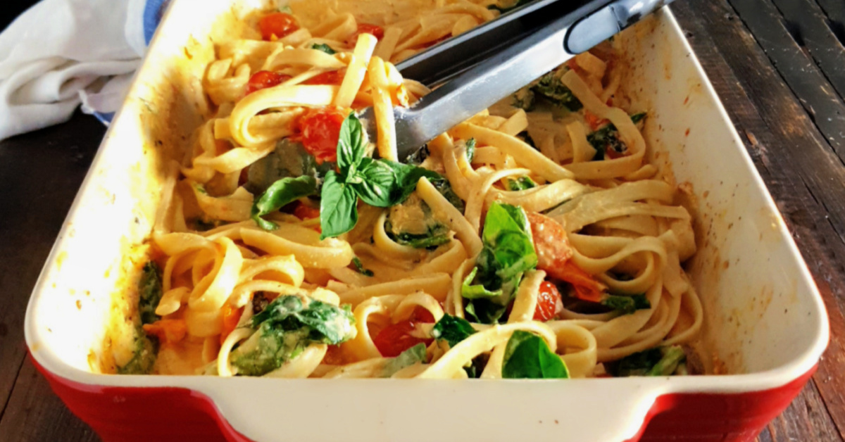 Boursin Cherry Tomato Pasta - Frugal Hausfrau